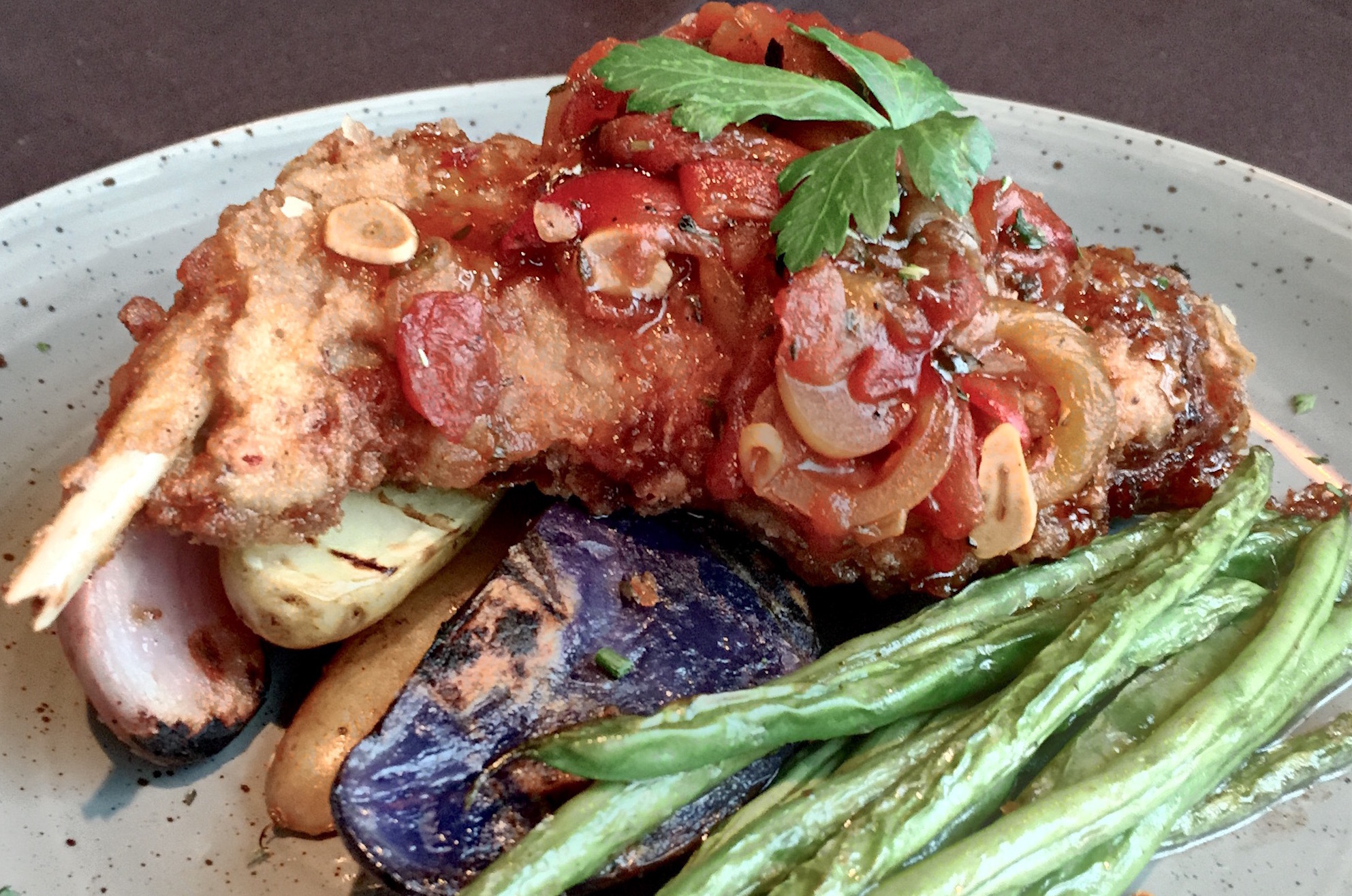 Fennel and citrus braised fried rabbit at La Chasse ...